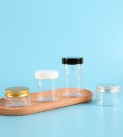 China Transparent Plastic Cosmetic Jar for Food and Cosmetic Storage Custom Logo Printing for sale