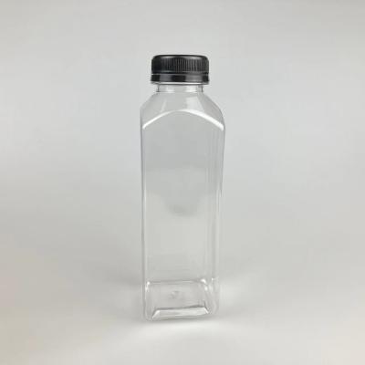 China 60ml 120ml 250ml 350ml 500ml Square JUice Bottle With Black Lid for sale