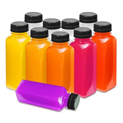 China Square Round Plastic Milk Tea Bottles With Handle Clear 120ml 250ml 350ml 500ml Capacity for sale