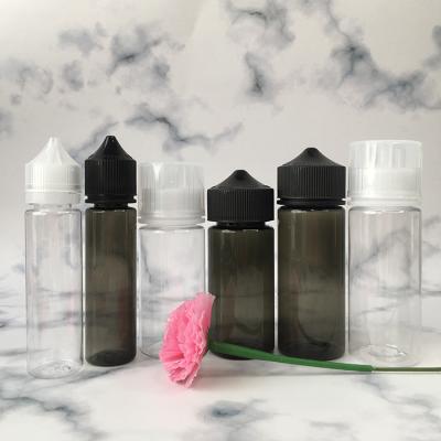 China Childproof Transparent Round PET E Liquid Bottles with Screw Cap for sale
