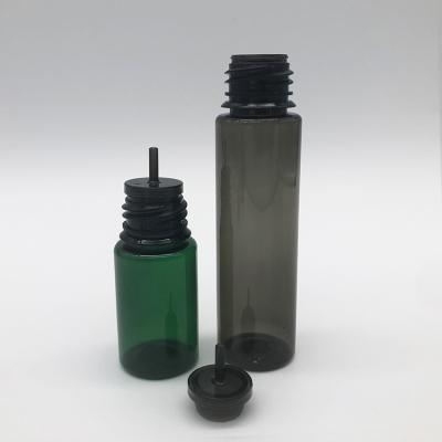 China Customized Logo Round Transparent E Liquid Bottle with Childproof Neck and Screen Printing for sale