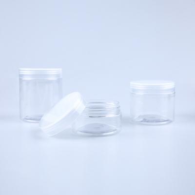 China Pet Plastic Jars Clear Empty Cookie Plastic Container With Aluminum Lids For Food Packaging for sale