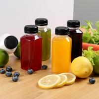 China Modern Square Round Glass Milk Tea Bottles 120ml 250ml 500ml Capacity for sale