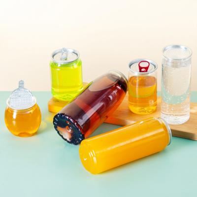 China Leak proof Insulated Plastic Milk Tea Bottles Square Round Clear Screw on Lid 120ml 250ml 350ml 500ml for sale