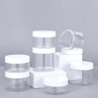 China PET transparent 200ml 250ml 300ml 500ml Wide Mouth PET clear jars with Aluminum lids for sale