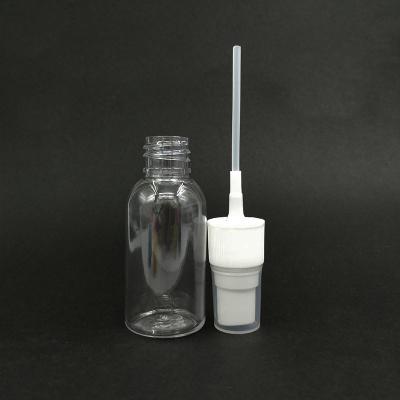 China 30ml Ounce PET Plastic Empty Refillable Clear Mist Spray Bottle With Black White Caps for sale