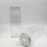 China 500ml Square Clear Plastic Milk Tea Bottles for Juice and Coffee for sale
