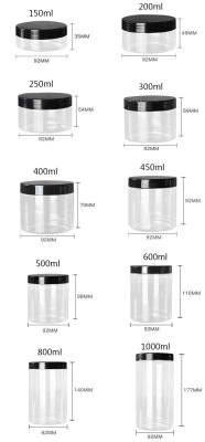 China PET Jars Food Grade White Plastic 4oz 8oz 300ml 500ml Round Shape Empty Eye Cream Face Cream Jars Container 16oz for sale