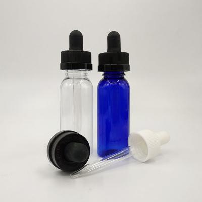 China Custom Transparent Glass Dropper Bottles Black Screw Cap For Various Liquid Storage for sale