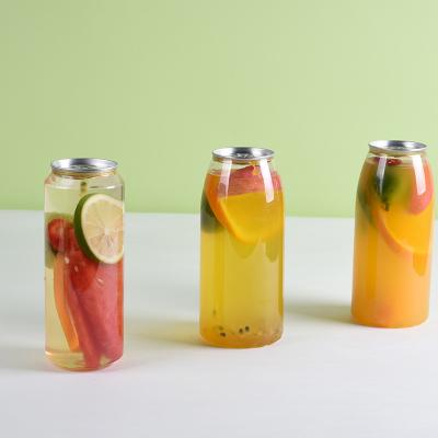 China BPA Free clear Plastic Juice Cans  Transparent Pet Soda Can Plastic Can Sealing with Safe Grade for sale