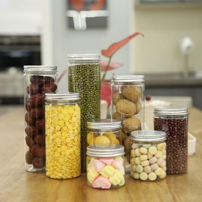 China Aluminum Lid Wide Plastic Jars Customization Printing PET Food Jar For Dry Fruits At Affordable for sale