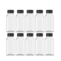 China Square Disposable Pet Juice Bottles with Aluminum Cap and Transparent / Custom Color Options for sale