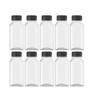 China Square Disposable Pet Juice Bottles with Aluminum Cap and Transparent / Custom Color Options for sale