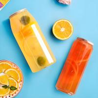 China Support logo Transparent Plastic Soda Cans Plastic Sealable Cans Beverage Plastic Cans with Aluminum Lids for sale