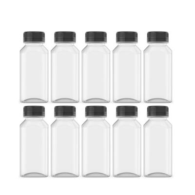 China Food Grade Drink Bottle Custom logo Plastic Bottles for Drinks 12 oz Juice Drink Bottles with Lids in Stock for sale
