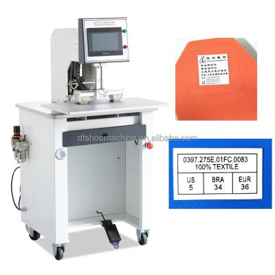 China Double Head Automatic Label Pressing Machine With PLC Control Hot Stamping Machine for Shoe Footwear Leather Clothing for sale