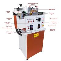 China Automatic Three-Wheel Bilateral Leather Belt Edge Grinding Polishing Machine Motor 220V Dust Suction Leather Processing for sale