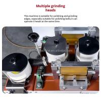 China Automatic Three-Wheel Bilateral Leather Belt Edge Grinding Polishing Machine Motor 220V Dust Suction Leather Processing for sale