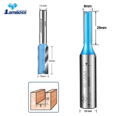 China Lamboss 1/2''*8*25mm Straight Bit For Woodworking Straight Router Milling Cutter for sale