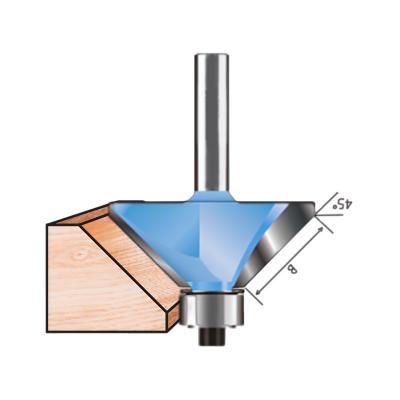 China Lamboss Chamfer Bit 45 Degrees Bevel Edge Router Bit With Bearing Cnc Trimming Wood Milling Cutter for sale
