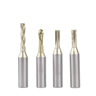 China Custom Professional Straight Bit Golden Coating TCT Router Bits for Particle Board Edge Trimming TCT Router Bits for sale