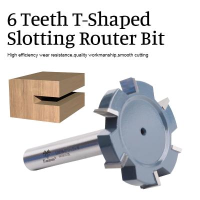 China Lamboss 6 Teeth T Shaped Slotting Router Bit for Woodworking Wholesale Customization Carbide 70HRC Router Bit for sale