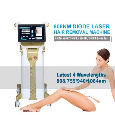 China 808nm Diode Laser Hair Removal Machine 800W 12x12mm Sapphire Cooling System for sale