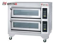 China Double Layer Four Trays Electric Oven Stainless Steel For Bakery computer touch for sale