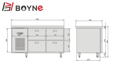 China 285W Commercial Undercounter Fridge 300L 4 Drawer Adjustable Shelf Industrial Freezer for sale