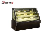 China Curved Glass Cake Display Fridge , Marble - Base Upright Cake Showcase for sale