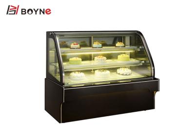 China Curved Glass Cake Display Fridge , Marble - Base Upright Cake Showcase for sale