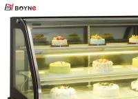 China Curved Glass Cake Display Fridge , Marble - Base Upright Cake Showcase for sale