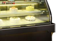 China Curved Glass Cake Display Fridge , Marble - Base Upright Cake Showcase for sale