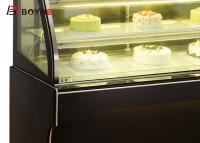 China Curved Glass Cake Display Fridge , Marble - Base Upright Cake Showcase for sale