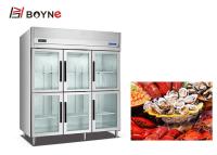 China 6 Door Commercial Upright Refrigerator 1820x750x1980mm Stainless Steel Display Cooler for sale