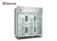 China 6 Door Commercial Upright Refrigerator 1820x750x1980mm Stainless Steel Display Cooler for sale