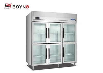 China 6 Door Commercial Upright Refrigerator 1820x750x1980mm Stainless Steel Display Cooler for sale