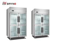 China Upright Industrial Catering Fridge 1220mm Stainless Steel Four Glass Door Display 0-8C for sale