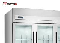 China Upright Industrial Catering Fridge 1220mm Stainless Steel Four Glass Door Display 0-8C for sale