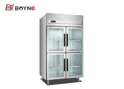 China Upright Industrial Catering Fridge 1220mm Stainless Steel Four Glass Door Display 0-8C for sale