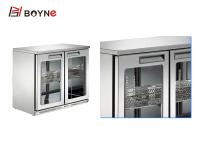 China Low Voice Beverage Display Fridge , Clear Glass Double Door Catering Fridge for sale