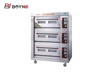 China 3 Deck 6 Trays Gas Bakery Oven 220V Commercial Baking Oven for Sale for sale