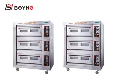 China Gas Industrial Baking Oven Three Deck Six Tray Layer Controlled Separately 20°C~400°C for sale