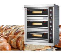 China Handle Electric Industrial Baking Oven Three Layers Six Trays for sale