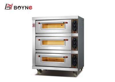 China Commercial 3 Deck 3 Tray Electric Baking Oven 20-300°C 9.6kW 220V for sale