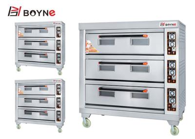 China Stainless Steel Commercial Electric Three Deck Nine Trays Bakery Oven 380V 25.2kW for sale