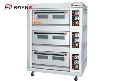 China Commercial Stainless Steel Gas Oven Three Deck Six Trays 220V Bread Oven for Bakery for sale
