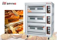 China Commercial Stainless Steel Gas Oven Three Deck Six Trays 220V Bread Oven for Bakery for sale