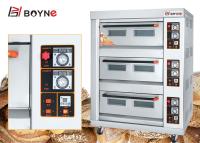 China Three deck Six Trays Gas Oven Bakery Pizza Oven With Stone For Restaurant for sale