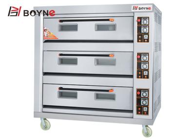China Stainless Steel Three Deck Nine Tray Gas Oven 1760x900x1800mm 400°C for Bakery Pizza Shop for sale